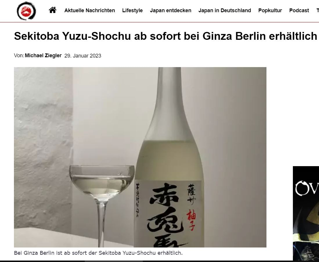 Sumikai: Sekitoba Yuzu-Shochu ab sofort bei Ginza Berlin erhältlich ...